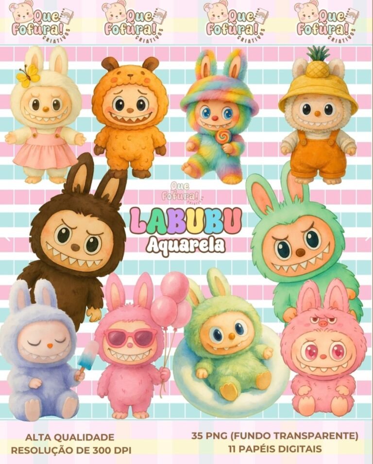 Kit Digital Labubu Aquarela – Kit Digital - Arquivos Digitais Prontos