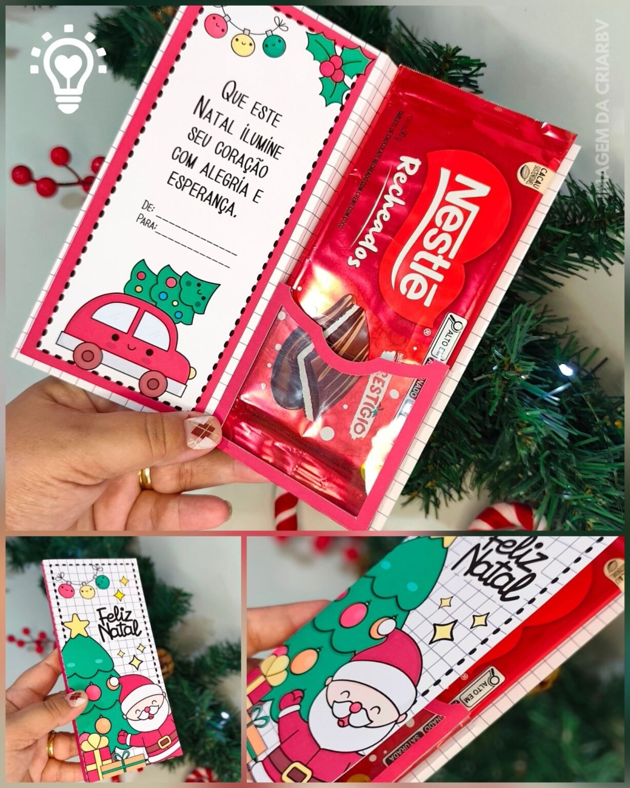 Barra de Chocolate – Natal Papai Noel - Arquivos Digitais Prontos